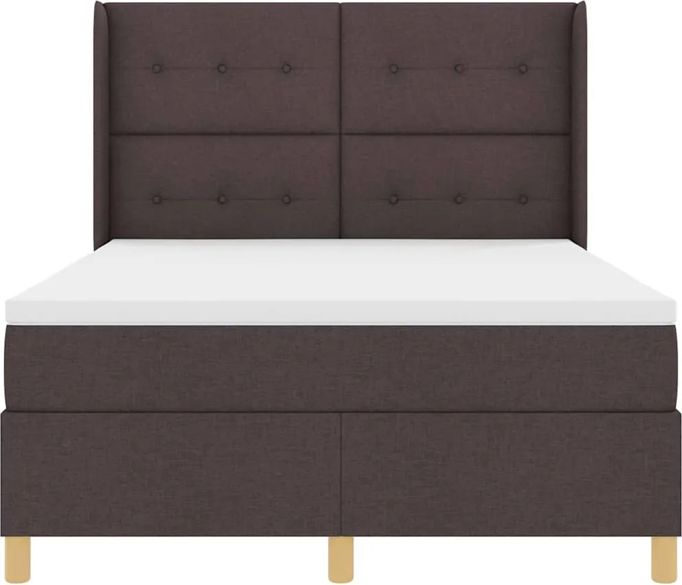 Postel s boxspringem s čelo Tmavě hnědá 140 x 200 cm textil 3341836
