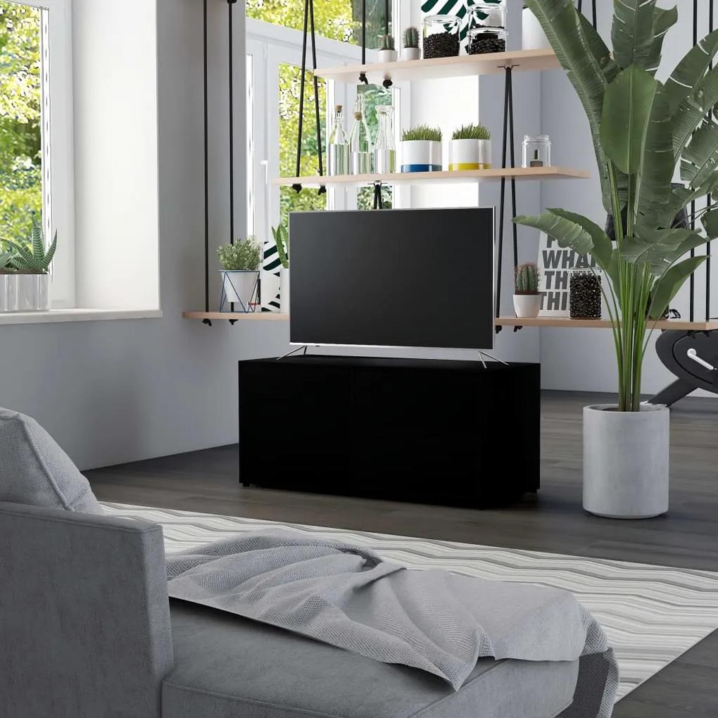 TV stolek černý 80 x 34 x 36 cm dřevotříska - Default Title