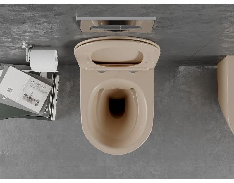 Mexen Lena WC mísa Rimless s pomalu padající deskou slim, duroplast, Matná cappuccino - 30224064