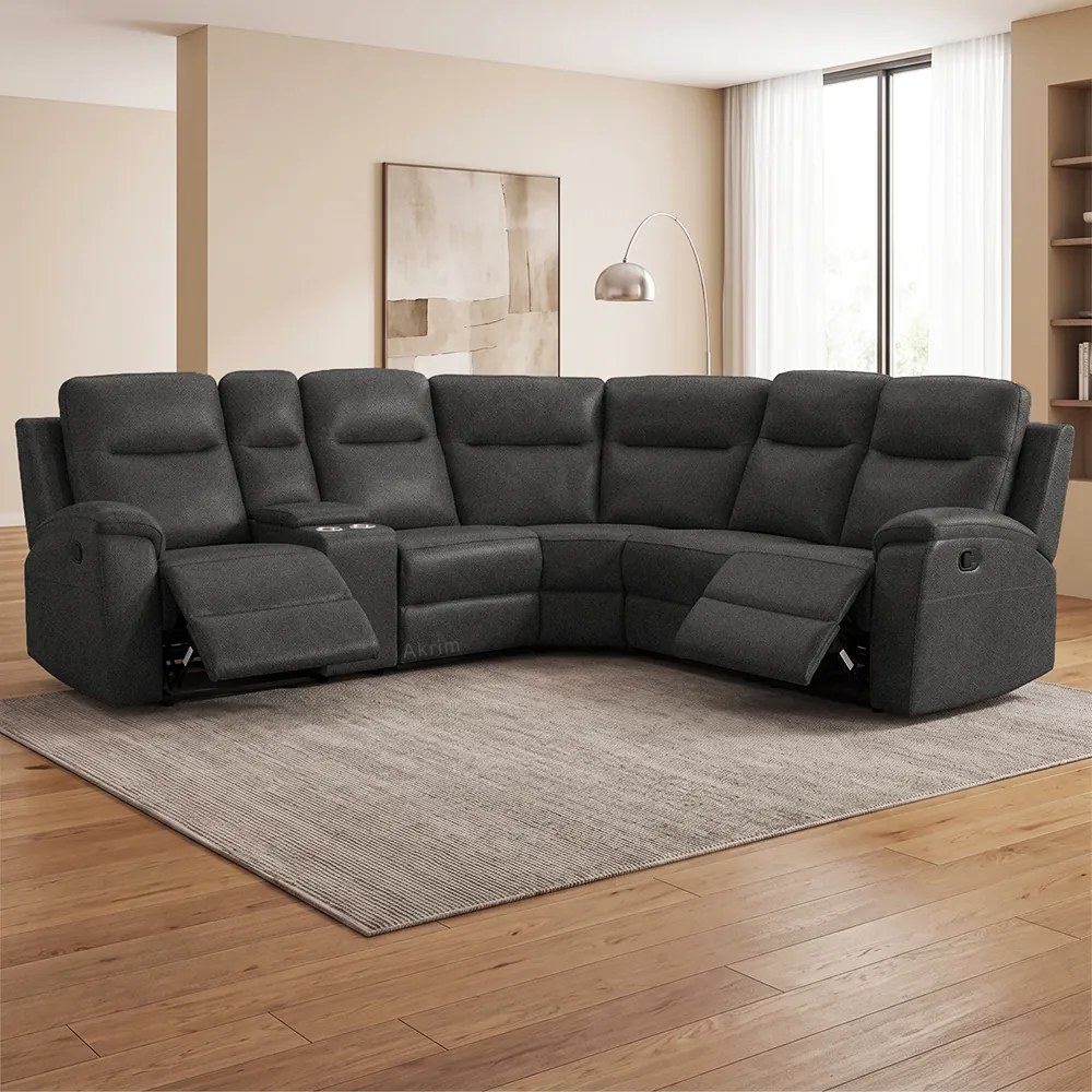 Sedací souprava MALAGA | 248x276 cm | UNIVERZÁLNÍ levá i pravá | s FUNKCÍ RELAX | tmavě šedá látka | EXTRA POHODLNÉ