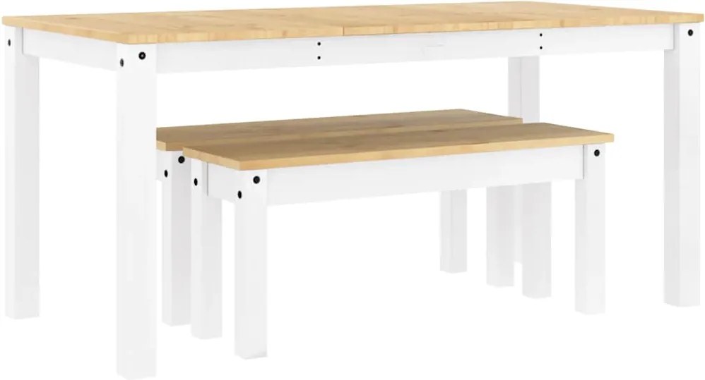 Jídelní set ze 3 kusů PANAMA Bílé masivní dřevo borovice 3345175