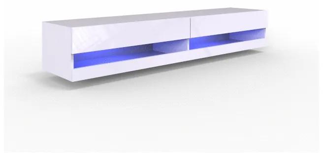 TV stolek Zigo New 180, Osvětlení: osvětlení LED - bílé, Barva: bílá / bílá lesk