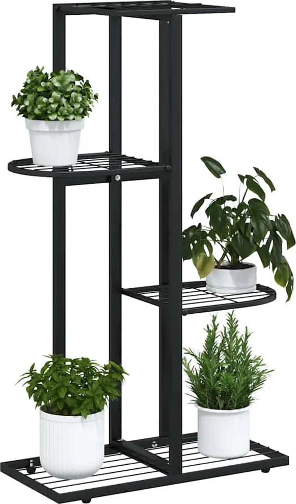 4patrový stojan na květiny 43 x 22 x 76 cm černý kov 336108