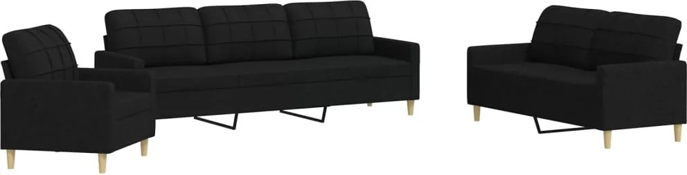 3dílná sedací souprava černá textil 3278291