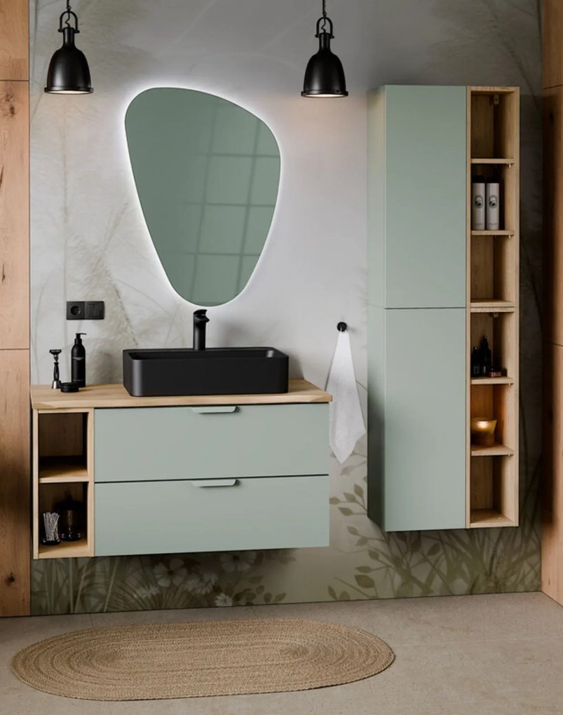 Zelená skříňka pod umyvadlo 80 cm s deskou (SET-ASG B CREMONA 80CM LR)