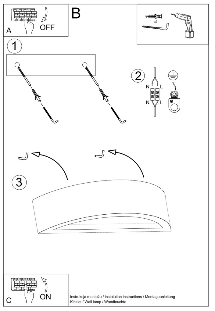 Nástěnné svítidlo Atena, 1x betonové stínidlo