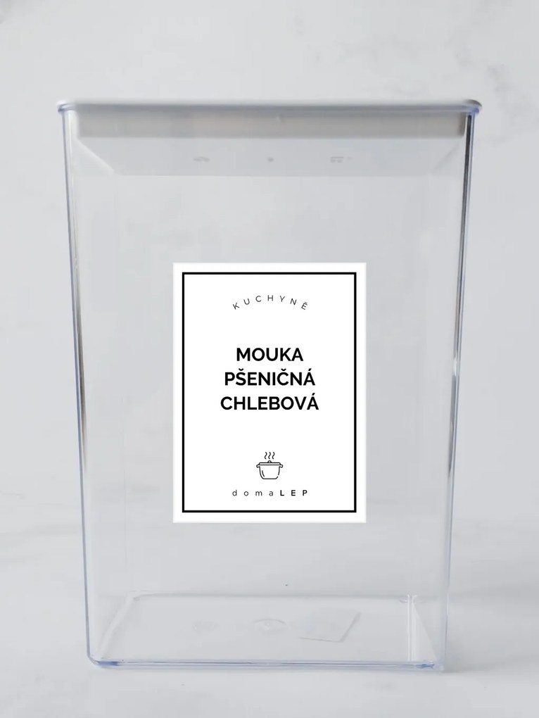 MOUKA PŠENIČNÁ CHLEBOVÁ - omyvatelná samolepka na dózu, výběr rozměrů Ø 5 cm / 5 x 5 cm / 6 x 8 cm | DomaLEP