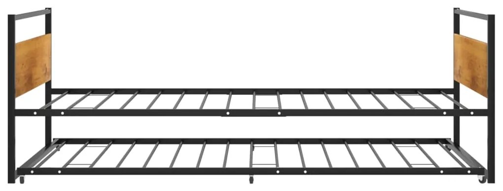 vidaXL Marketos Rám vysouvací postele černý kov 90 x 200 cm