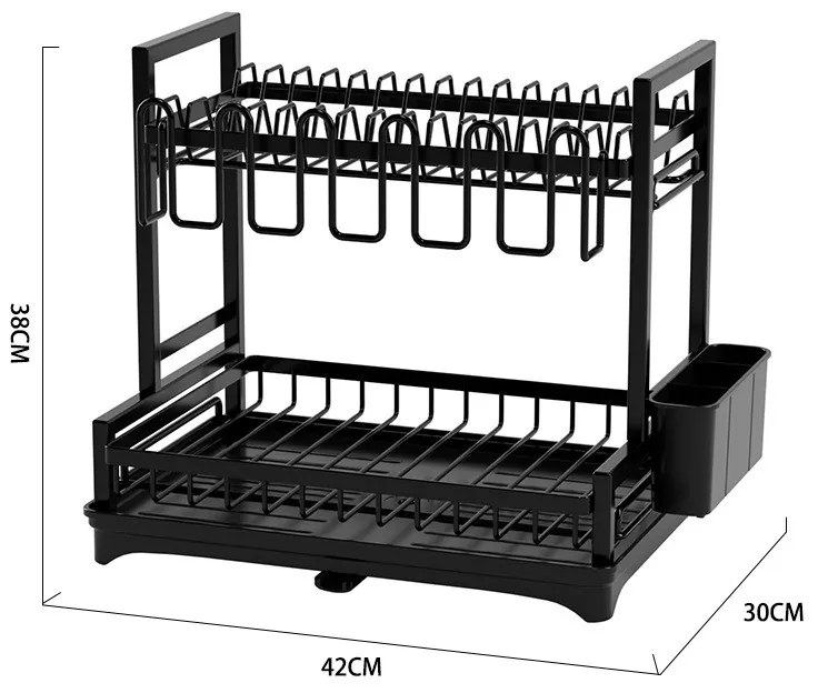 Flamenco Mystique Dvoupatrový odkapávač na nádobí a příbory s tácem 42x30x38cm SU06CZ