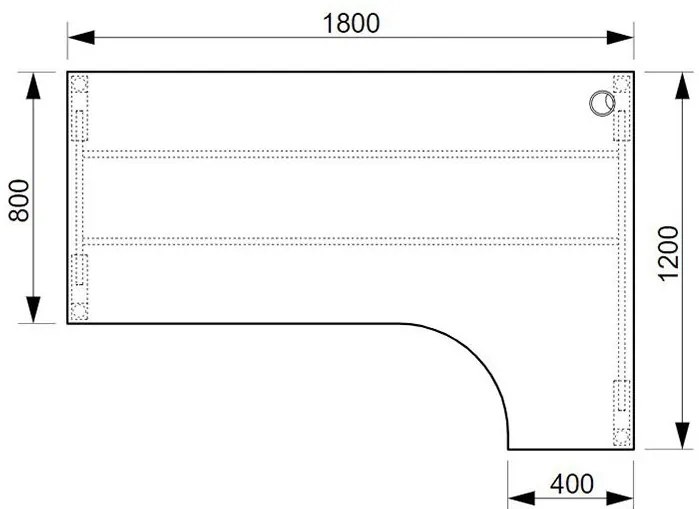 Kancelářský rohový stůl Hobis UEA 1800L, deskaakát, černá černá