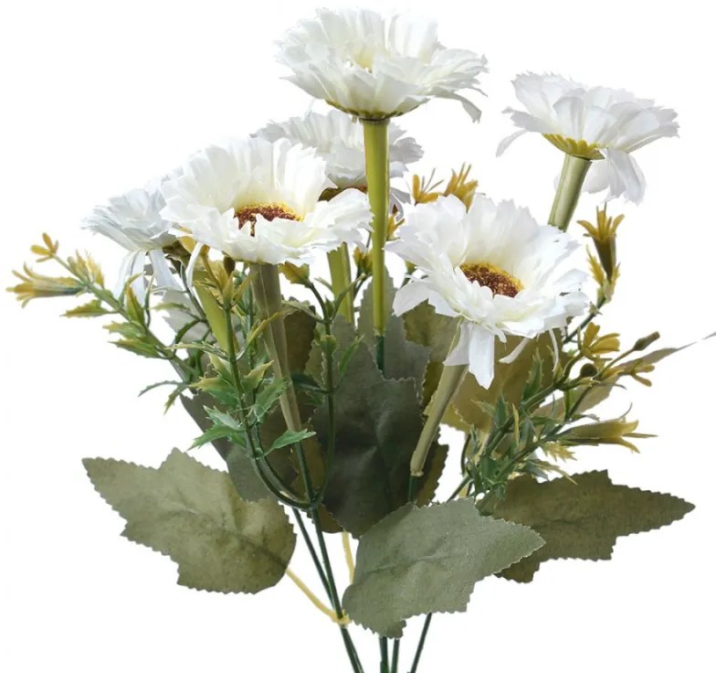 Umělé květiny bílé gerbery – 30 cm