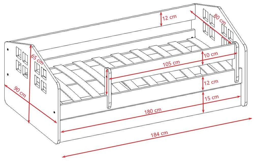 Kacper | jednolůžko 80x180 cm | s matrací | bílá