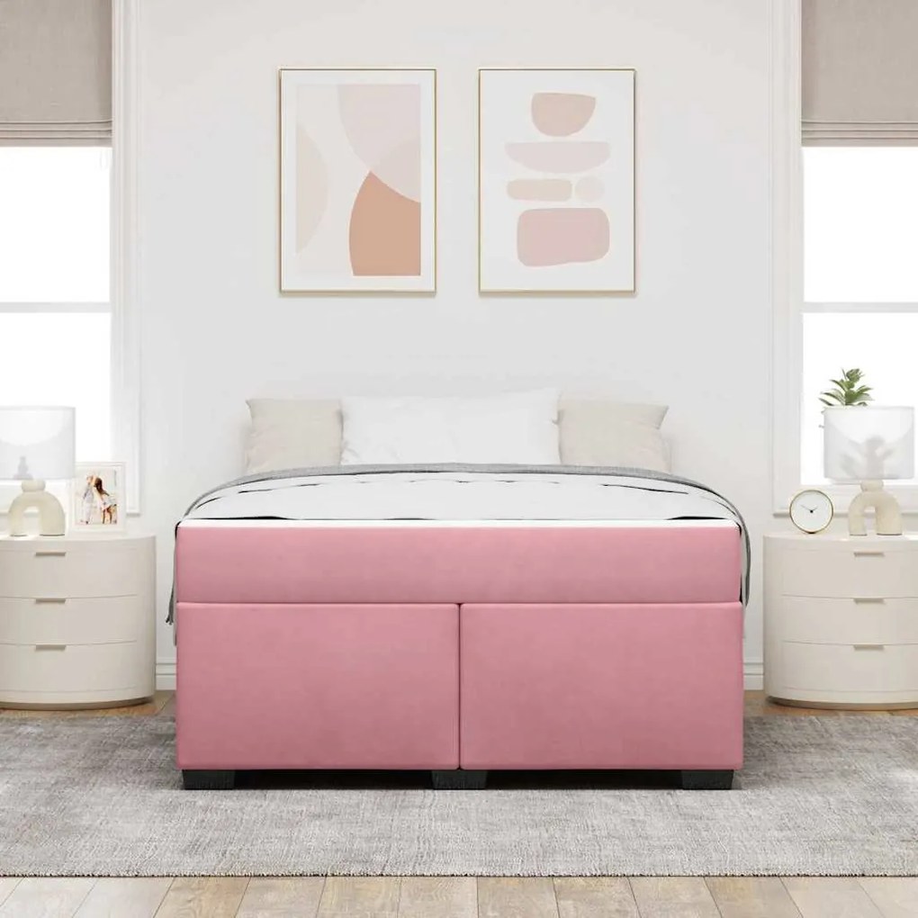 Rám postele s matrací Růžová 140 x 200 cm textil 3399295