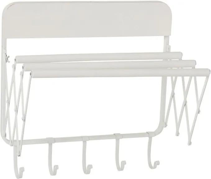 Bílý nástěnný kovový retro věšák na ručníky s háčky -51*35*51 cm | BIANO