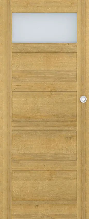 posuvné interiérové dveře do pouzdra BRAGA model 2 Průchozí rozměr: 70 x 197 cm, Orientace dveří: Levé dveře, Dekor: Dub riviera