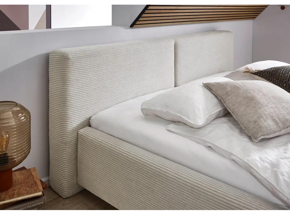 Béžová čalouněná dvoulůžková postel s úložným prostorem a roštem 180x200 cm Cube – Meise Möbel