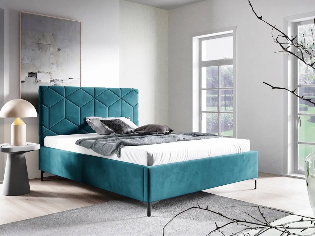 Eka Čalouněná postel BOX+ 120x200 cm Barva látky Trinity: Šedá (Trinity 2314), Úložný prostor: Bez úložného prostoru, Barva nožek postele: Černá