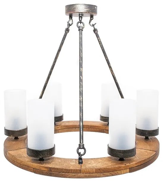 Rustikální lustr Wood DT-K-50-6K