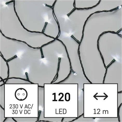 Vánoční osvětlení EMOS D4AC08 ZY2016 120LED řetěz 12m studená bílá 8 programů svícení
