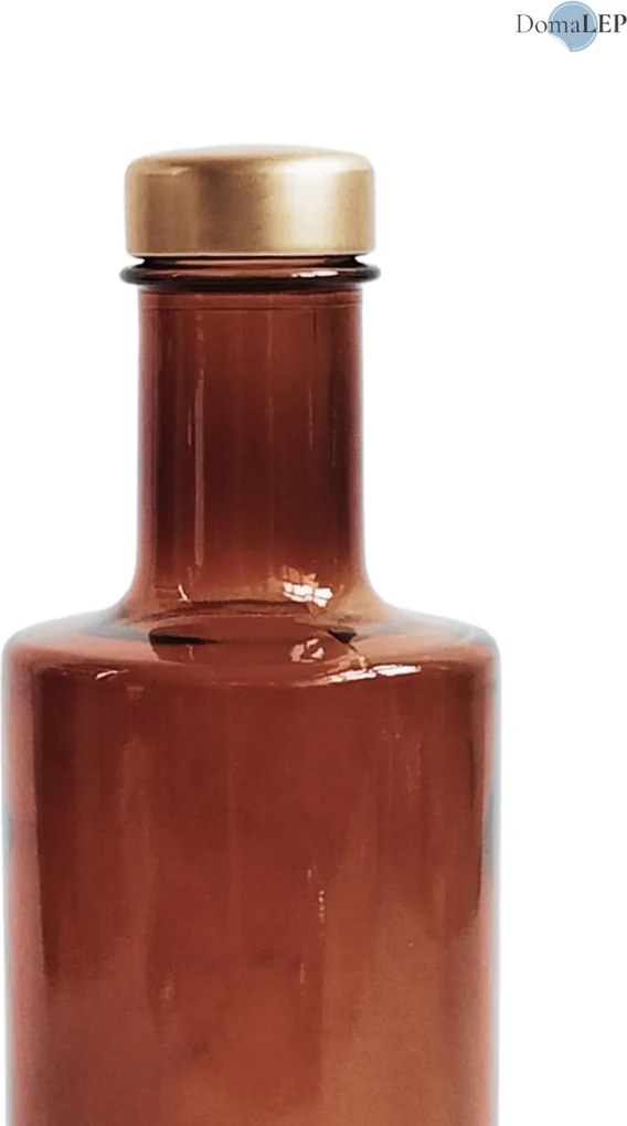 Skleněná láhev na olej 200 ml hnědá se zlatým uzávěrem VILO