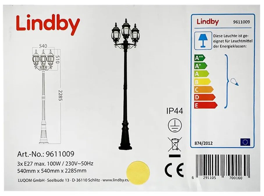 Lindby Lindby - Venkovní lampa 3xE27/100W/230V IP44 LW0770