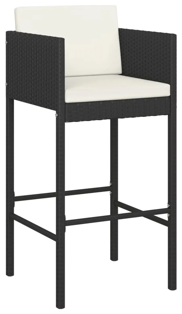 vidaXL Barové stoličky 2 ks s poduškami černé polyratan