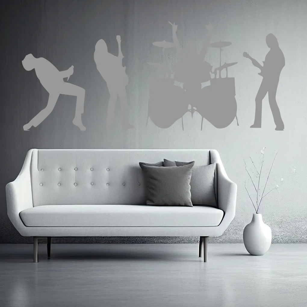 Živá Zeď Samolepka na zeď Rocková kapela Barva: šedá, Velikost: 100 x 40 cm