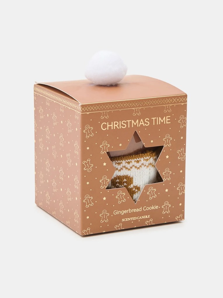Sinsay - Vánoční vonná svíčka s návlekem se zázvorkovými panáčky Gingerbread Cookies - béžová