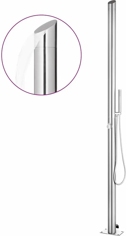 Zahradní sprcha s šedou základnou 225 cm nerezová ocel 3070795