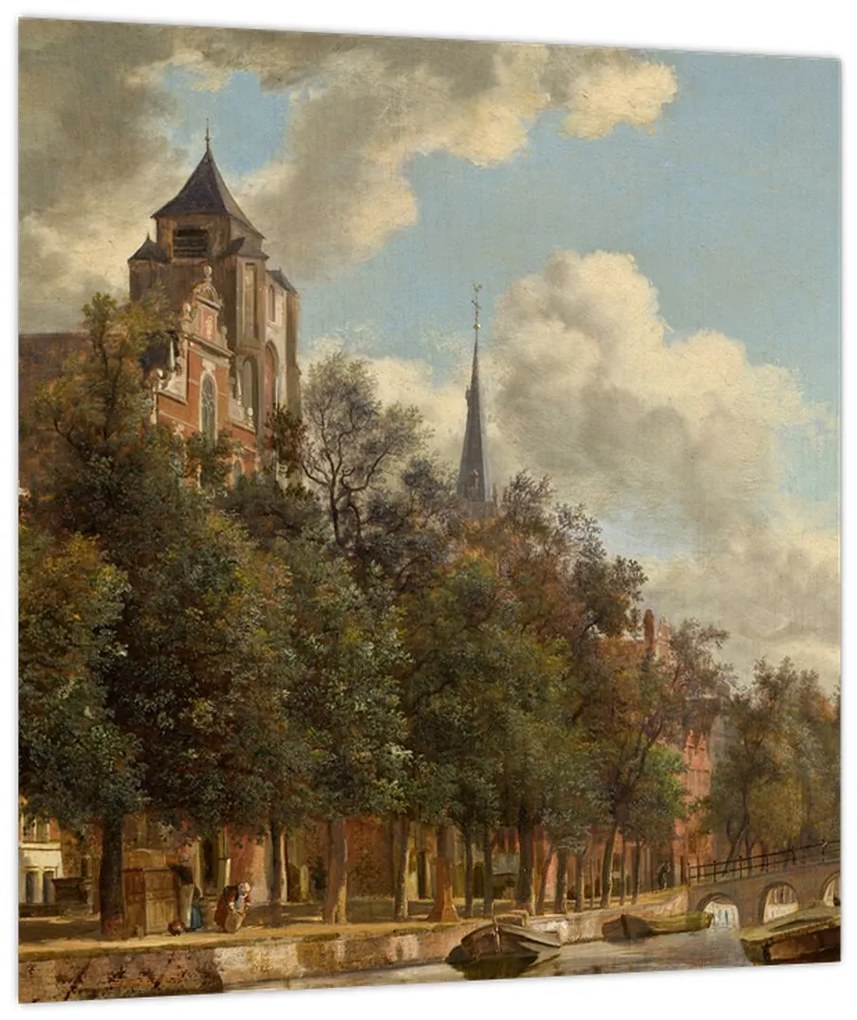 Obraz - Jan van der Heyden, View Down a Dutch Canal, reprodukce (30x30 cm)