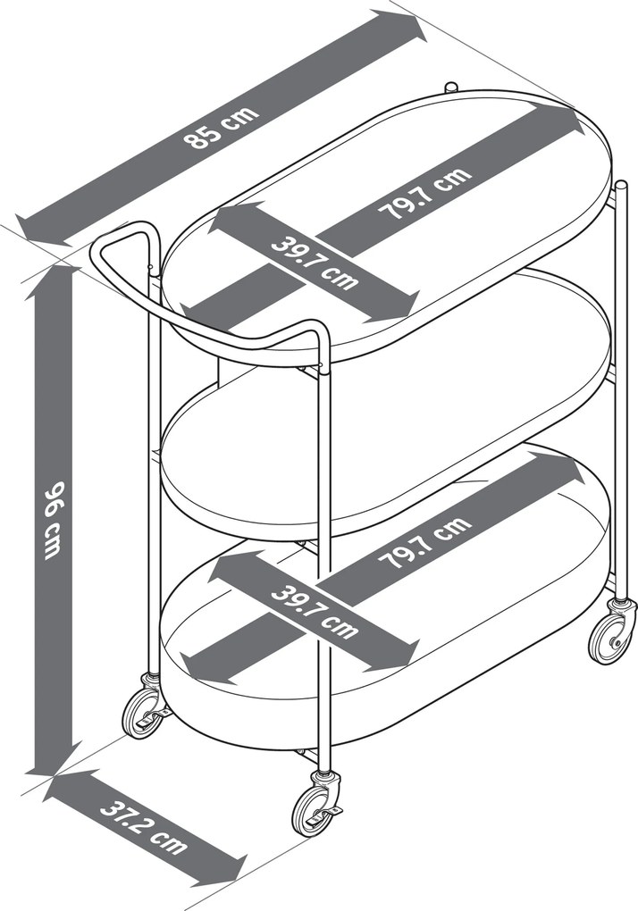 Tchibo - Servírovací vozík s podnosem - barva: černá