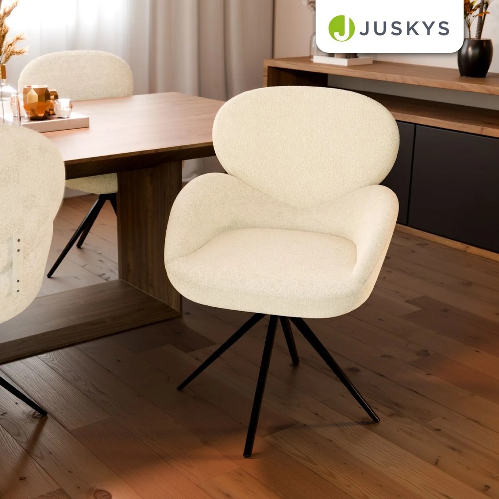 Juskys Otočná jídelní židle Albano Barva: krémová, Velikost sady: 2 ks