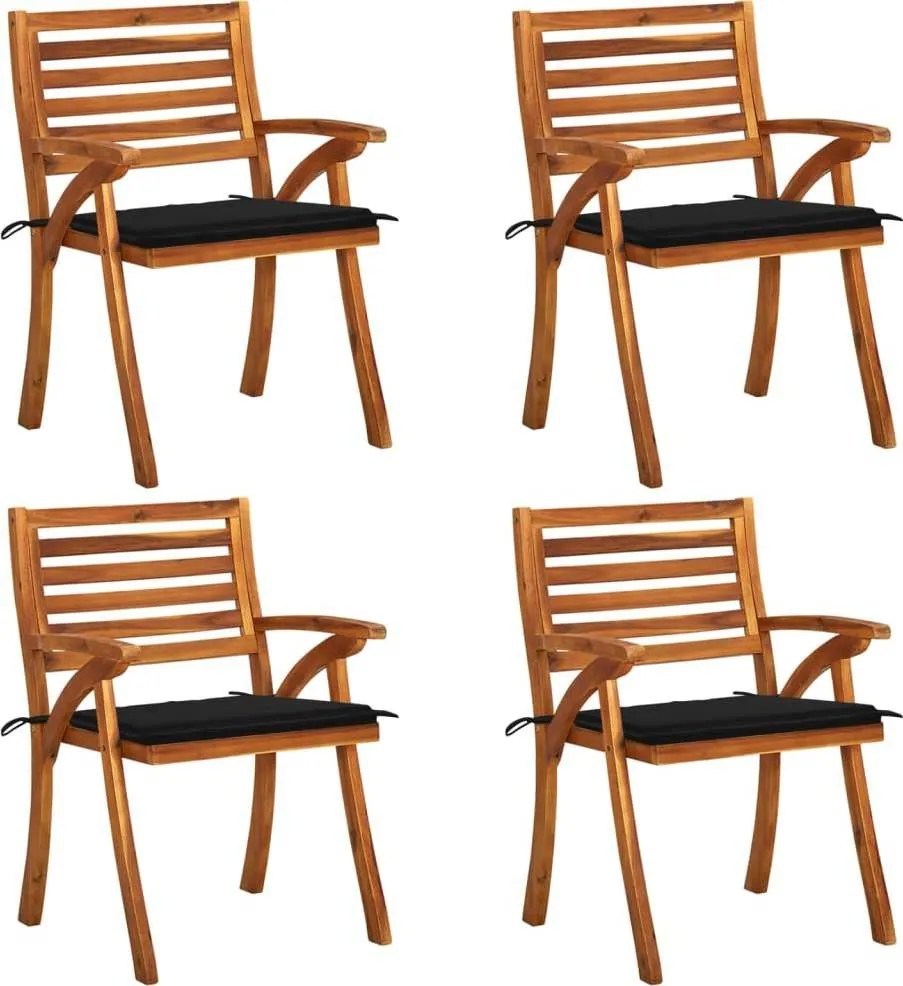 vidaXL Zahradní židle s poduškami 4 ks masivní akáciové dřevo [3075174] Barva: Vzor listí