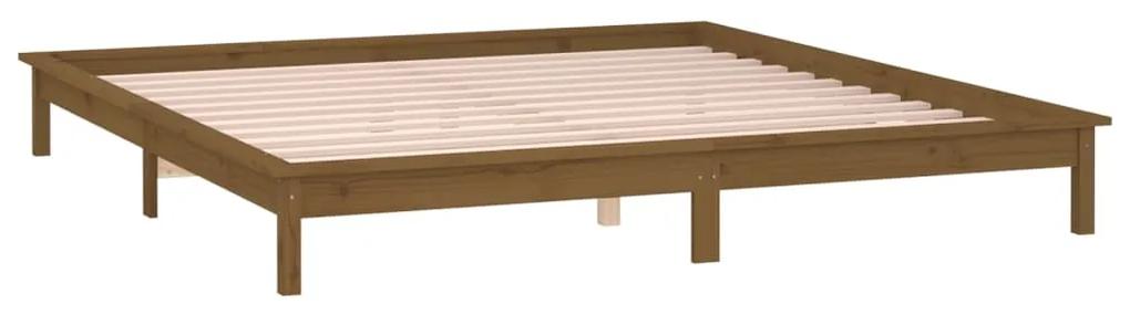 Rám postele LED medově hnědý 180x200cm Super King masivní dřevo,  820624