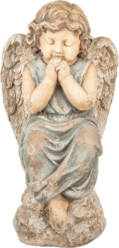 Béžová dekorační antik socha anděla Angel - 32*23*56 cm