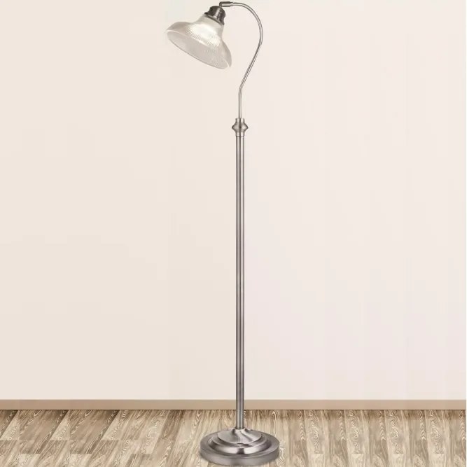 Searchlight EU7184SS Stylová stojací lampa BISTRO žebrované sklo