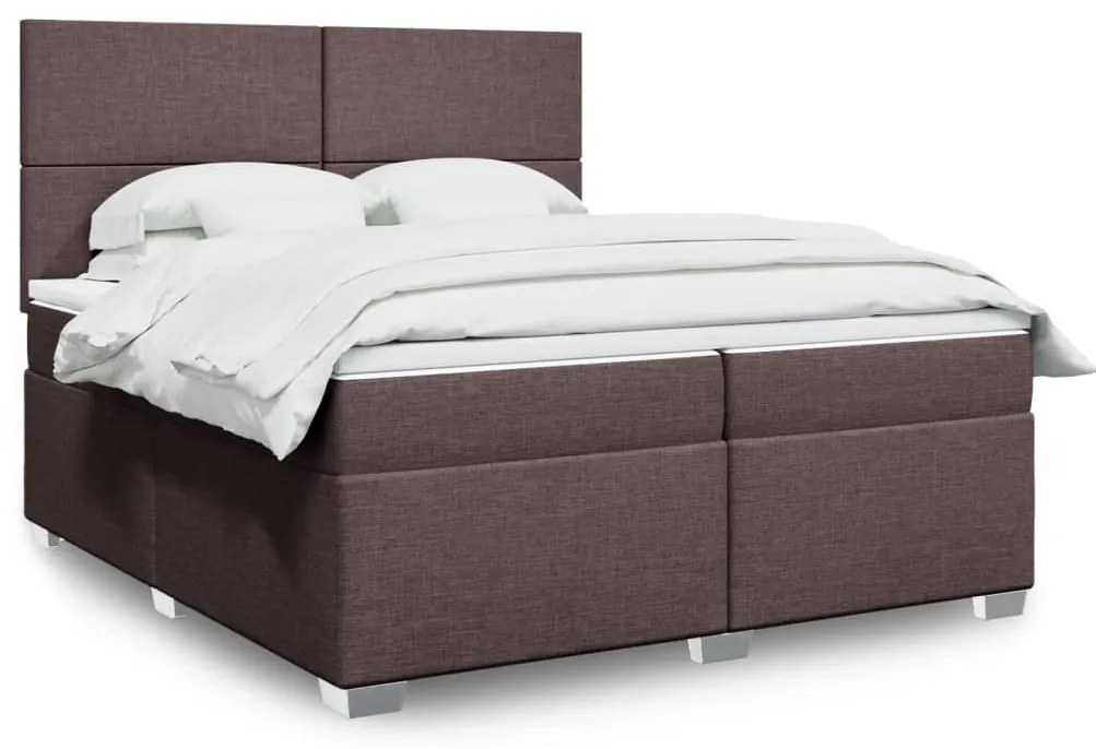 Box spring postel s matrací tmavě hnědá 200x200 cm textil