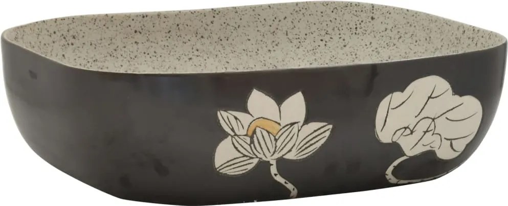 Umyvadlo na desku šedé a černé obdélník 48x37,5x13,5cm keramika 155098