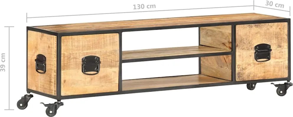 TV stolek 130 x 30 x 39 cm masivní mangovníkové dřevo 286377