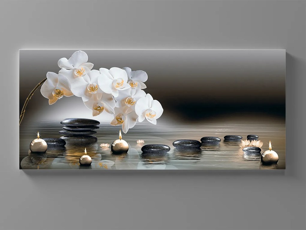 Liox Obraz orchidej a kameny ve vodě Rozměr: 120 x 55 cm