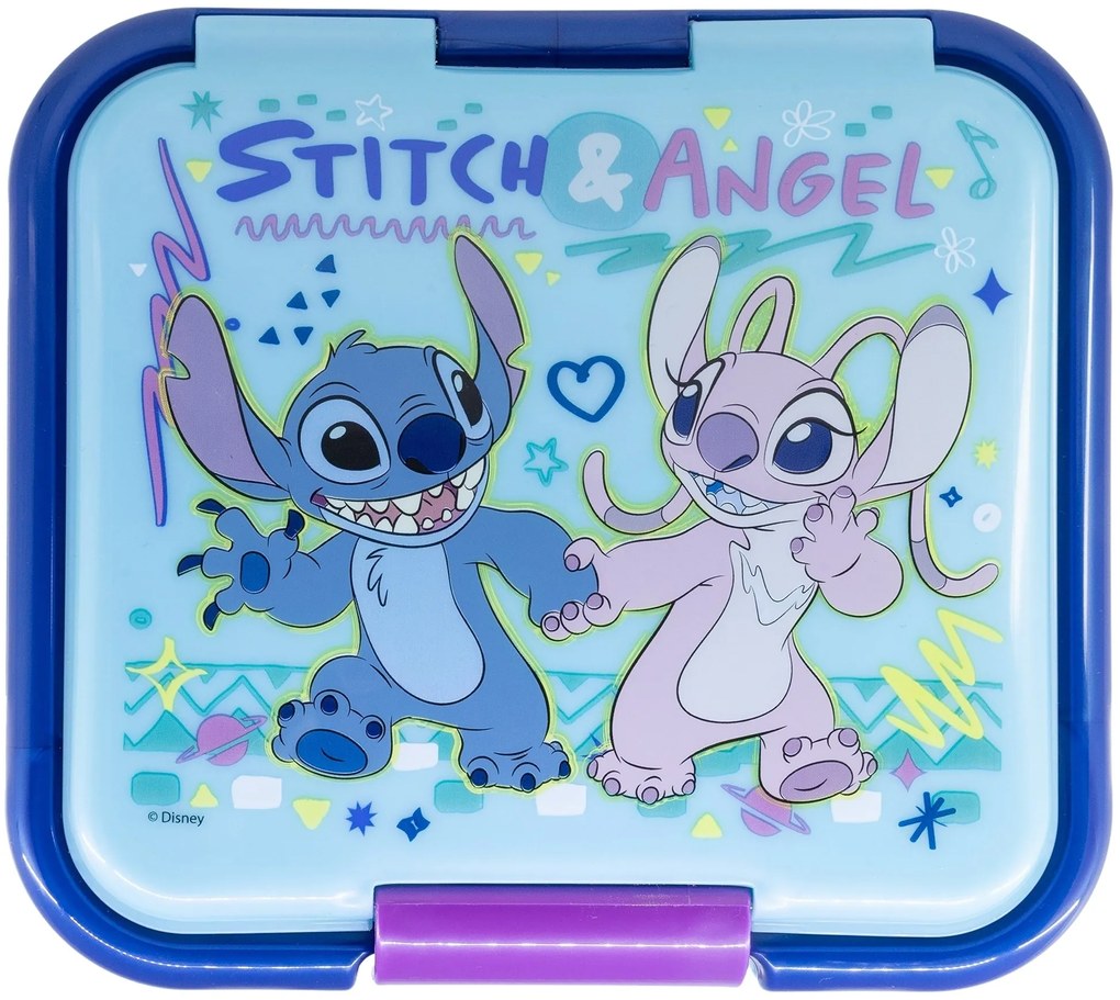 Robustní multibox na svačinu Stitch & Angel se 3 přihrádkami