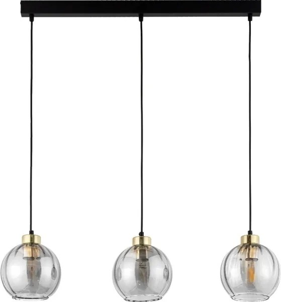 LED Lustr na lanku DEVI 3xE27/15W/230V černá/čirá