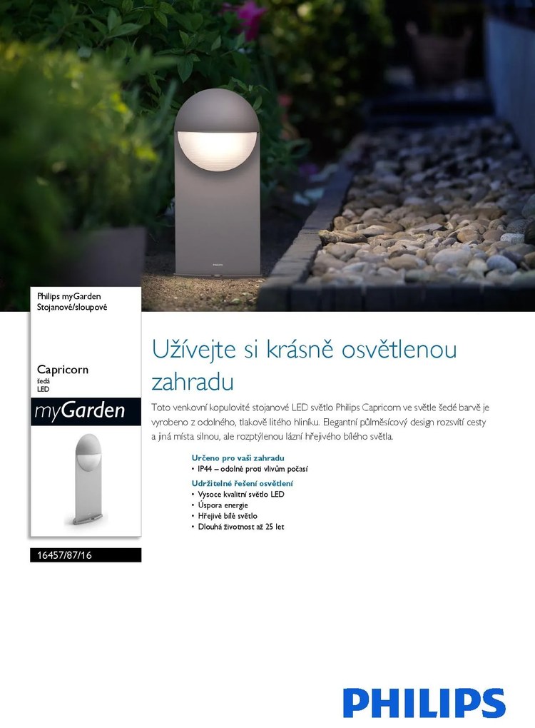 LED Venkovní sloupkové svítidlo Philips Capricorn 16457/87/16 metalická šedá 2700K malé