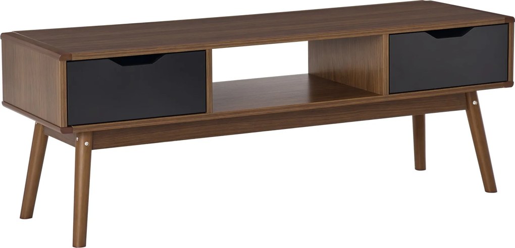 HOMCOM Stojan na televizi do obývacího pokoje pro 50-palcovou televizi se 2 šuplíky a otevřeným oddílem, moderní styl 122x39x46 cm Hnědá | Aosom