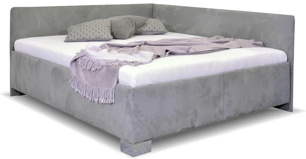 Rohová čalouněná postel dvoulůžko s úložným prostorem Ryana