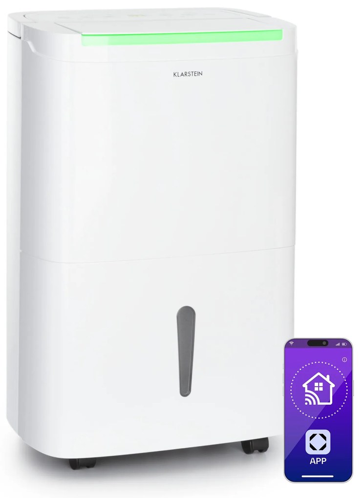 Klarstein DryFy Pro Connect Smart, Odvlhčovač vzduchu, Wi-Fi, Kompresní, 30 l/d, 50–60 m², Bílý