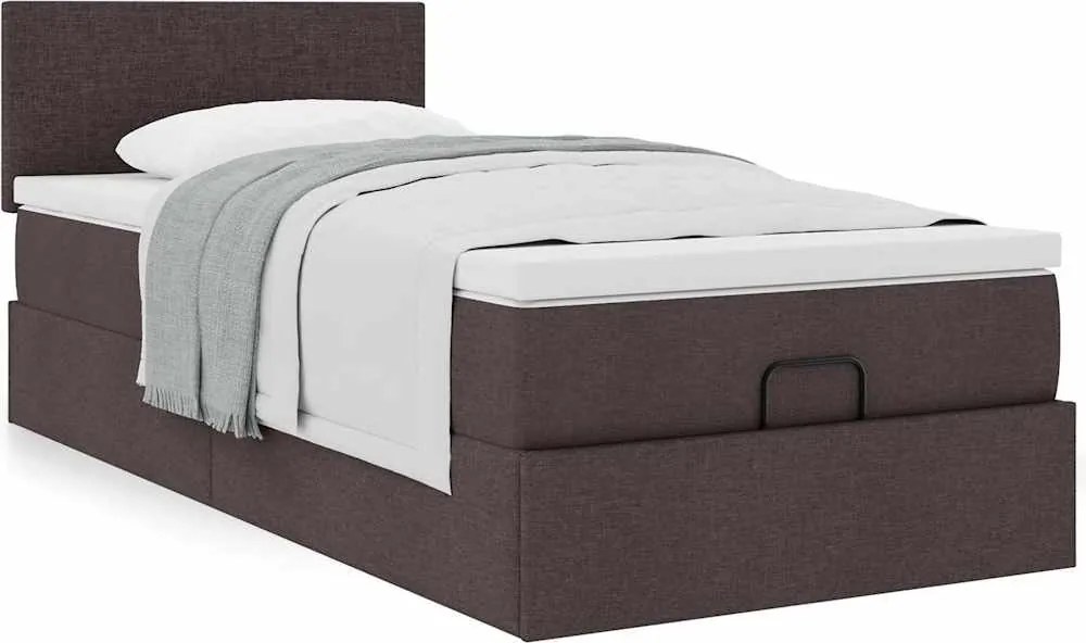 Osmanský rám postele s matrací tmavě šedá 90x190cm textil 3311341