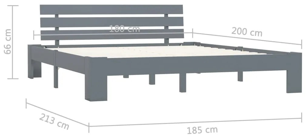 vidaXL Marketos Rám postele šedý masivní borovice 180 x 200 cm