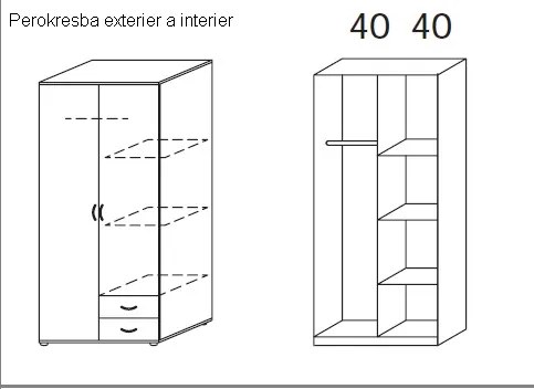 Šatní skříň 2-dveřová Twin, dub sonoma