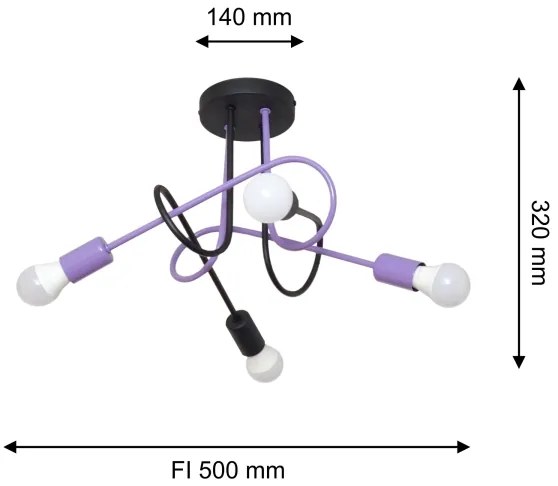 Přisazený lustr OXFORD 4xE27/15W/230V černá/fialová